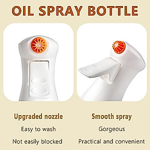 Calicage Olive Oil Sprayer for Cooking 230ml Glass Oil Spray Bottle for Kitchen Reusable Food Grade Oil Mister Spray Bottle for Air Fryer,Salad Making,Baking,BBQ (White)