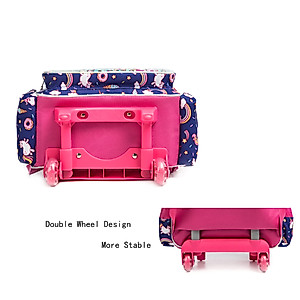 MOHCO Rolling Backpack for Kids Wheeled Backpack for Girls with Lunch Bag Pencil Case