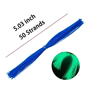 HTHYLURE Bright Luminous Fishing Jig Skirt Lures Jig Lure Skirts 4 Colors 8 Bundles 400 Strands Soft Silicone Lure Skirts Glow in Dark Rubber Skirts Threads Fly Tying Materia Buzzbaits Bass Skirts