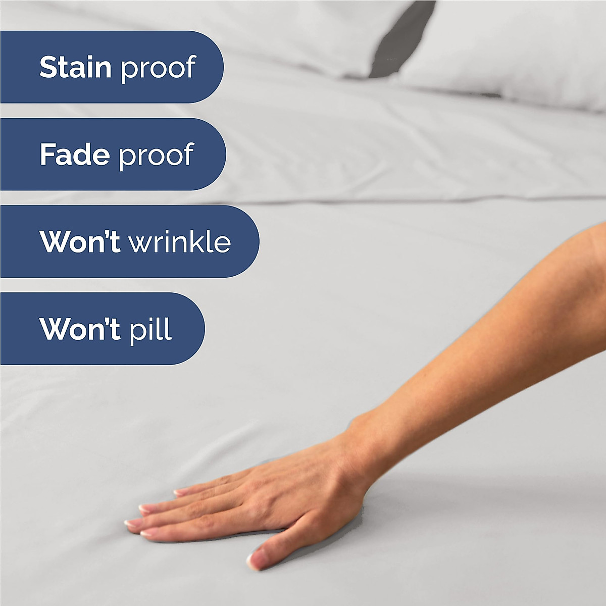 Full Size 4 Piece Sheet Set - Comfy Breathable & Cooling Bed Sheets Set - Hotel Luxury Bedding for Women, Men, Kids & Teens - Deep Pockets, Easy-Fit, Super Soft & Wrinkle Free - Oeko-Tex - French Grey