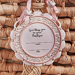 CB Catholic Faithworks-Baptized in Christ Resin Crib Medal, 3.5-Inch, Pink - Lamb