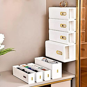 Self-Adhesive Divided Plastic Organizer - Closet Organizer System, Wall Mounted Storage Box – Plastic Storage Box for Jewelry and Other Small Stuff with Flip Open Drawers