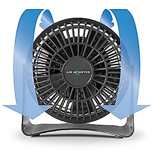 Air Monster 4 Inch Personal Desk Fan Quiet, Personal Fan, Table Fan, Tabletop Fan, Plug in Fan with 1 Speed Setting, Adjustable Tilt, ETL, Black