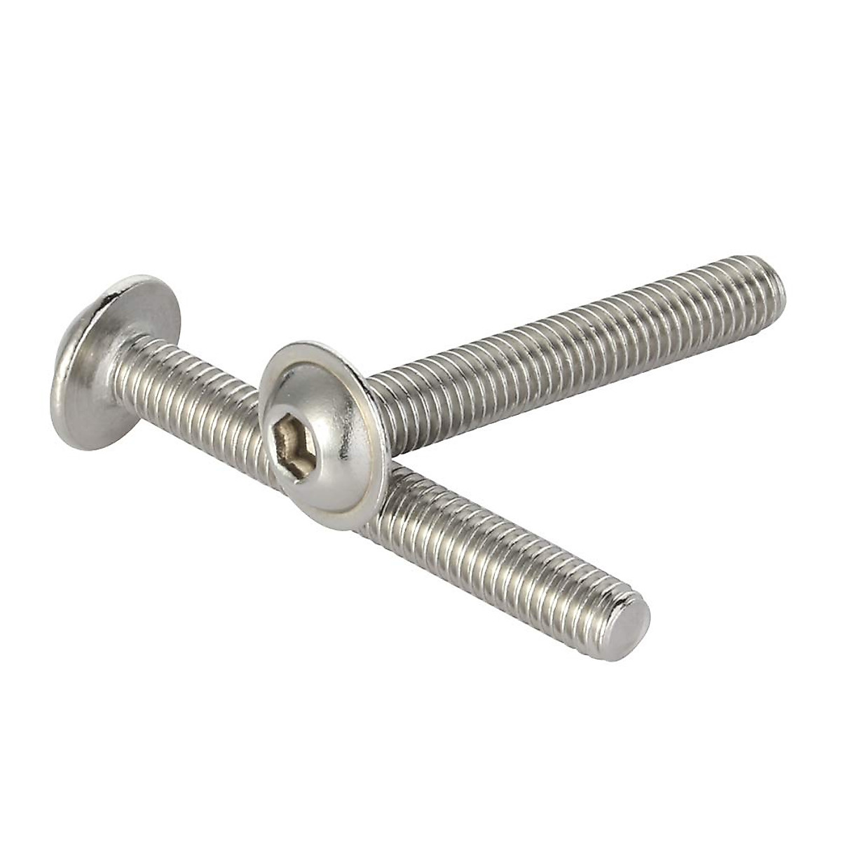 M6-1.0 x 25mm Flanged Button Head Socket Cap Screws, Stainless Steel 18-8 (304), Bright Finish, Full Thread, Allen Socket Drive, 25 PCS
