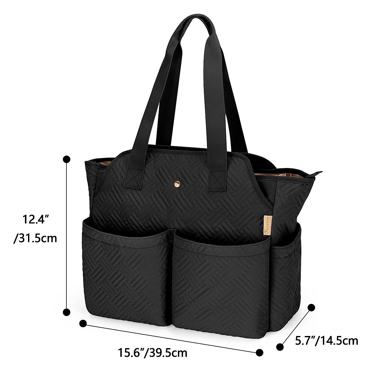 Fasrom Teacher Bag for Work Women, Large Utility Tote Bag with Laptop Compartment for Teacher Essentials (Empty Bag Only), Black