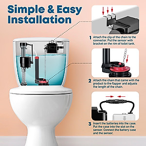 Automatic Touchless Toilet Flusher, Sensor-Activated Flush Kit – Easy Install, 1 Year Warranty