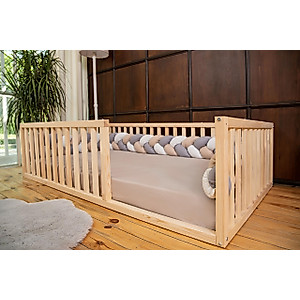 Montessori Floor Bed Twin Size 39x75" / Height 18.9'' | Pine Tree Toddler Bed Frame, Wood Bed Frame | Gift For Kids Room Decor (Twin)