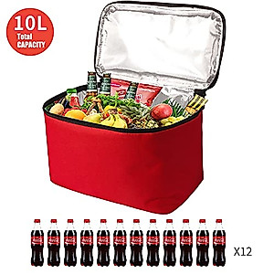 Tearom Insulated Food Delivery Bag Cooler Bags Insulated for Travel Pizza Delivery Bags for Cold and Hot Food Insulated Bags for Camping 1-Pack (red, 12 * 6 * 8)