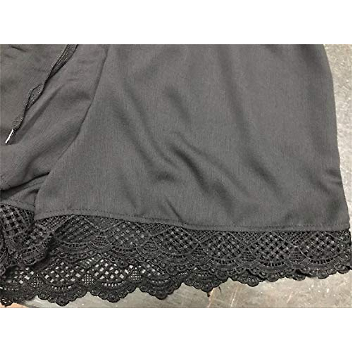 Andongnywell Women's Elasticated Waist Lacing Sport Shorts Solid Color Casual Lace Lounge Short Pants (Red Wine,Large)