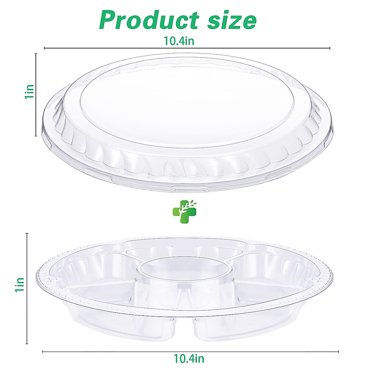 20 Pieces Plastic Appetizer Trays with Lids Disposable Platter Buffet Compartment Serving Tray for Fruit Veggie Snack Food Containers (Clear,6 Grids)