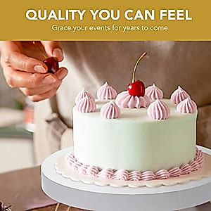 Collapsible White Cake Stand for Dessert Table, Wood Circles 12 inch Cake Stands for Wedding Reception, Cupcake Stand Wood Base with Metal Serving Stand - White Smedley & York