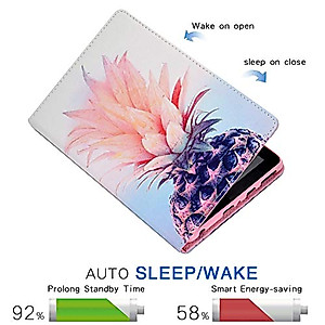 HD 10 Case DTangLsm Case for Amazon Fire HD 10 Tablet (5th/7th/9th Generation, 2015/2017/2019 Release) - Slim Leather Folding Protective Stand Cover with Auto Wake/Sleep for 10.1 Inch Tablet,Pineapple