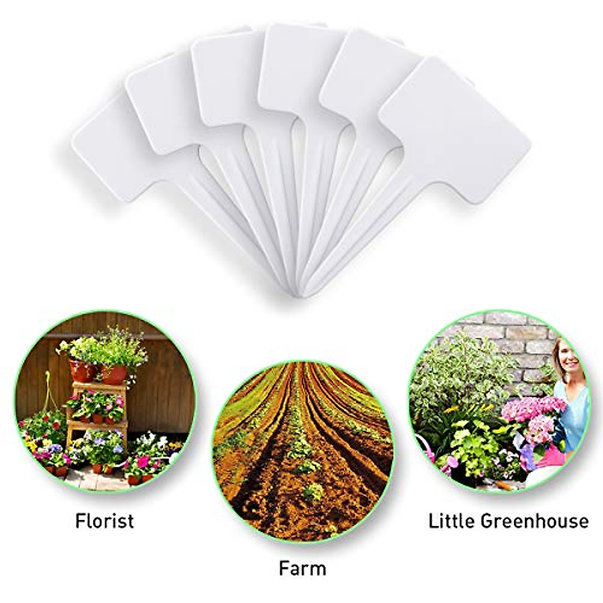 100 Pcs Plastic Plant Labels Reusable T-Shape Tags with Waterproof Markers Garden Plants Labels 2.36" x 3.94"
