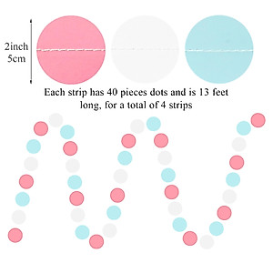 White Blue Pink Party Decorations - Paper Garland Streamer Banner Birthday Decorations Baby Shower Decorations Gender Reveal Decorations Gender Neutral Decorations Wedding Decorations Bridal Shower