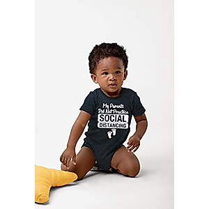 Unordinary Toddler my parents did not practice social distancing newborn baby funny quarantine announcements bodysuit (Charcoal Black, 3-6 Months)