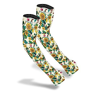 FARMER'S DEFENSE Sleeves | UV Cooling Sleeves for Sun Protection | Premium Anti-Scratch Arm Guard Sleeve for Skin - For Gardening Harvesting Sports Outdoors | Unisex | Garden Flowers S/M