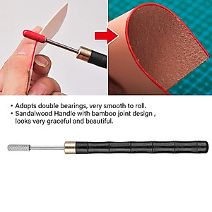 Leather Edge Dye Pen, Stainless Steel Top Edge Dye Roller with Sandalwood Handle Oil Pen Belt Finisher Leather DIY Craft