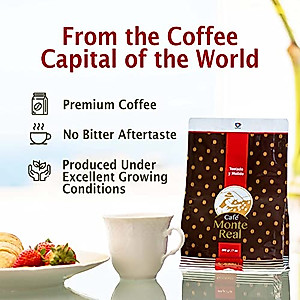 Monte Real - Arabica Gourmet Coffee, Flavored Ground Coffee, Fresh Roasted Coffee Grounds, Medium Dark Roast, Cacao Flavor, 400 Grams
