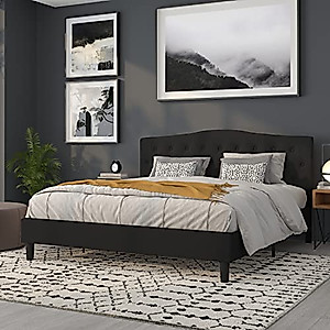 BizChair Tufted Upholstered King Size Headboard in Black Fabric