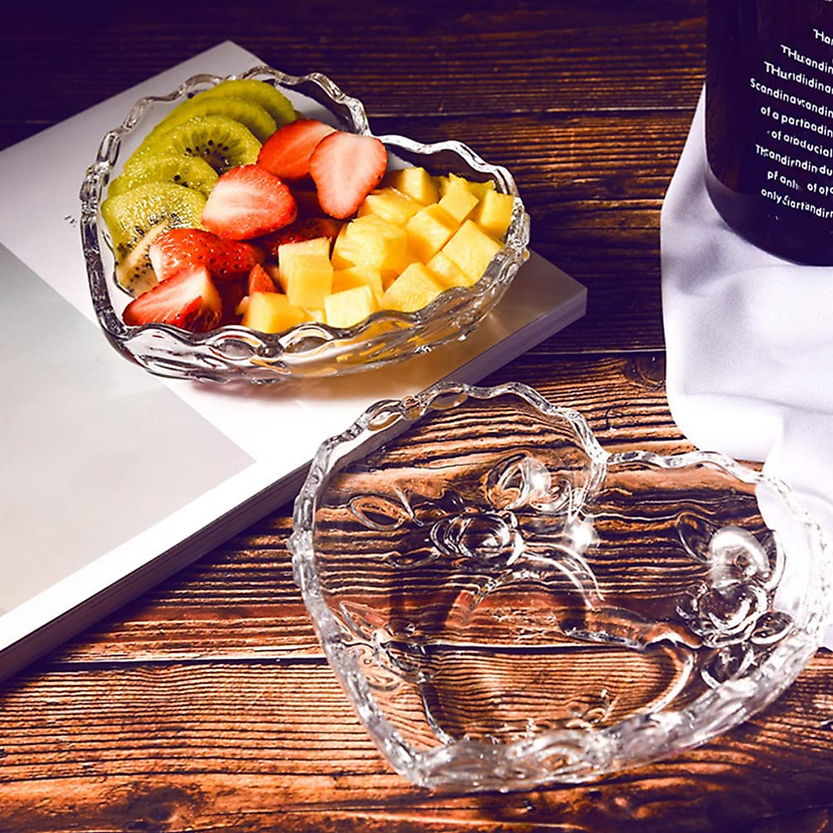 Didiseaon Heart-shaped Snack Plate Fruit Melon Plate Transparent Salad Bowl Heart Food Serving Tableware
