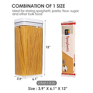 Airtight Food Storage Containers, Vtopmart 4 Pieces Large BPA Free Plastic Spaghetti Containers with Easy Lock Lids, for Kitchen Pantry Organization and Storage, Include 24 Labels (White,