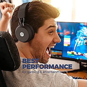 MuveAcoustics CORE Over-Ear Headphones, Over-Ear Bluetooth Wireless, Soft On-Ear Cushion Earcups Foldable, 20H Playtime, HD Audio Deep Bass for Airplane Travel, Home Office, PC Chromebook, Black