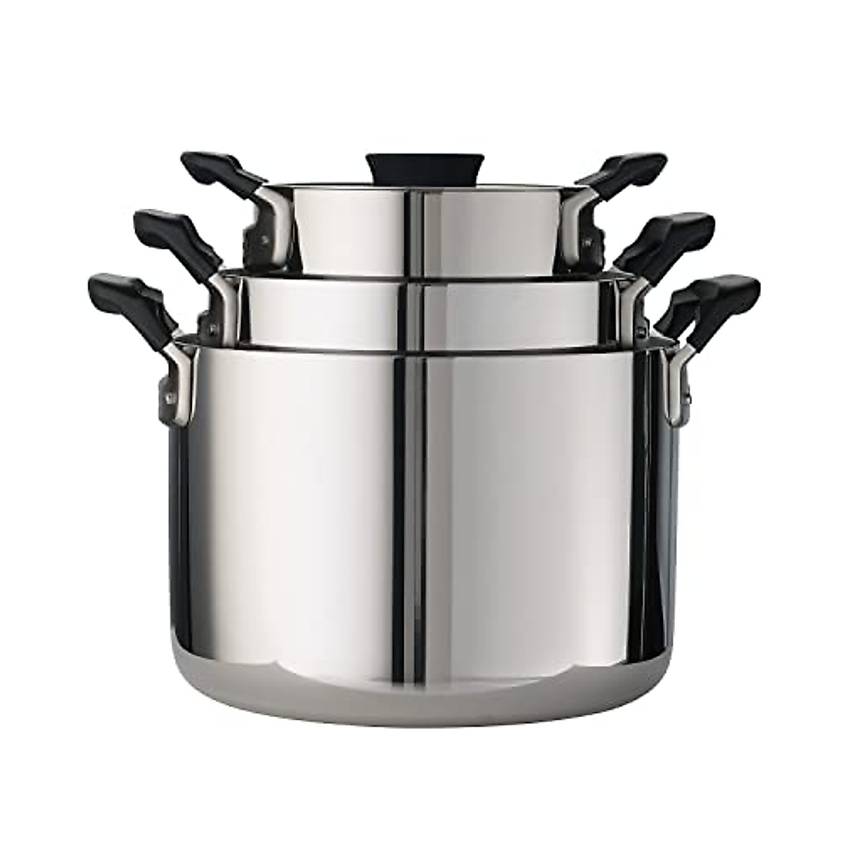 Tramontina Nesting 6 Pc Stainless Steel Tri-Ply Clad Sauce Pan and Stock Pot Set, 80116/048DS