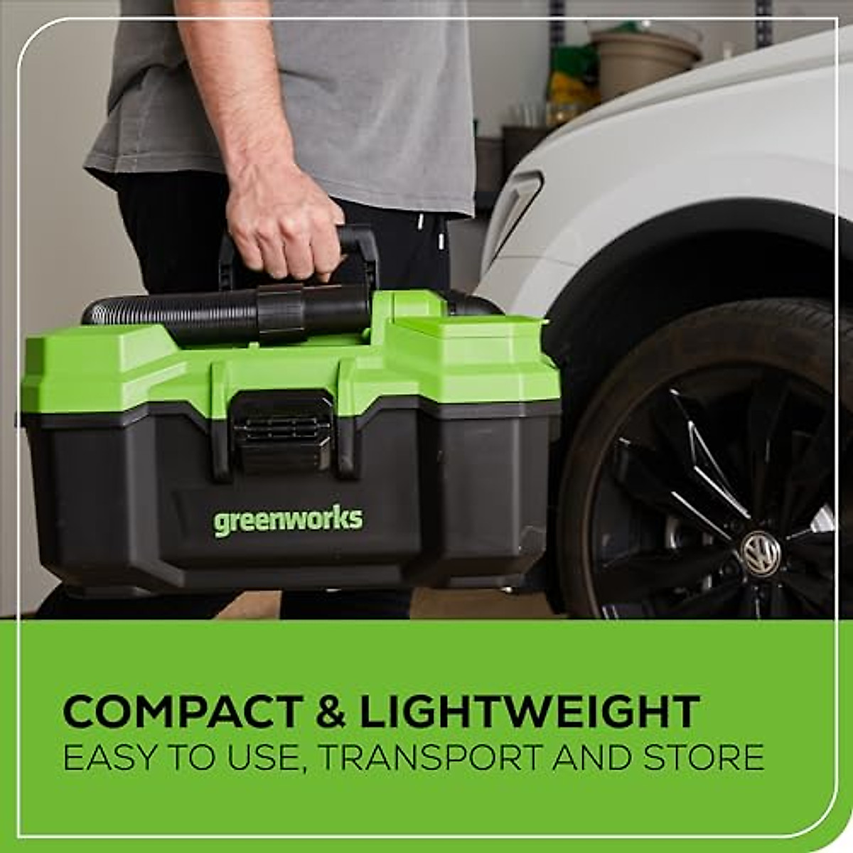 Greenworks 40V (3 Gallon) Cordless Wet / Dry Shop Vacuum + Accessories, 2.0Ah Battery and Charger Included