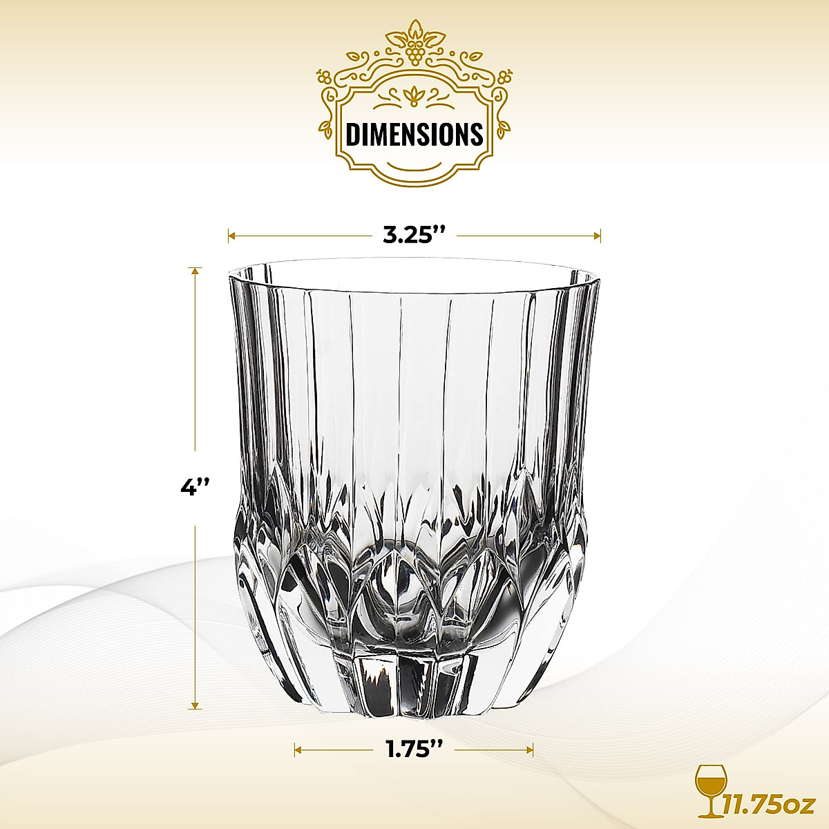 HISTORY COMPANY Luxury Crystal Double Rocks Glass, 2-Piece Set, Crafted in the Tuscany Region of Italy (Gift Box Collection)