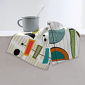 COVASA Geometry Hand Towels for Bathroom,Set of 2,Mid-Century Modern Abstract #56,Soft Absorbent Small Bath Towel Kitchen Dish Guest Towel for Men Women,Bathroom Decor 15.7"x27.5"