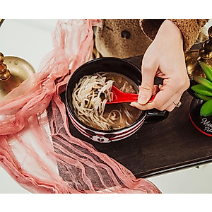 Disney Mickey Mouse Red-Striped Ceramic Soup Mug With Spoon | Holds 24 Ounces