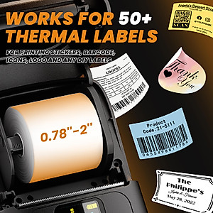 Phomemo M110 Label Makers - Portable Bluetooth Thermal Label Maker Printer for Barcode, Clothing, Jewelry, Retail, Mailing, Compatible with Android & iOS System, with 1pack 40×30mm Label, Black