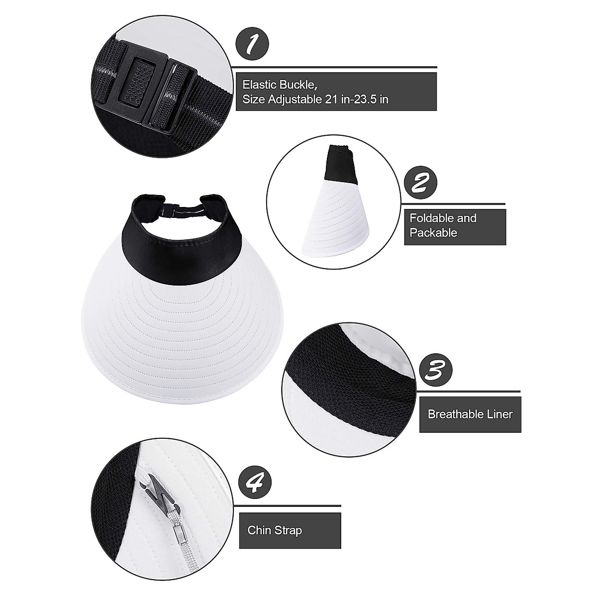 2 Pieces Sun Visor Hats Wide Brim Visor Hats Adjustable Large Brim Summer Beach Caps for Women (Color Set 3)