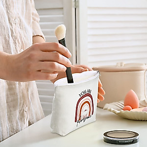 Sieral 20 Pcs Cosmetic Makeup Bags and Keychains with Inspirational Quotes for Women Employee Appreciation Gifts Teacher (Rainbow)