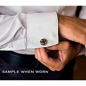 Breed Boxer Dog Steampunk Man's Best Friend Handmade ROUND Glass Metal Cuff LInks Cufflinks Gift for Him (Silver Plated)