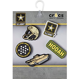 Crocs Unisex's Jibbitz Military Shoe Charms for Adults, US Army, 5 Pack
