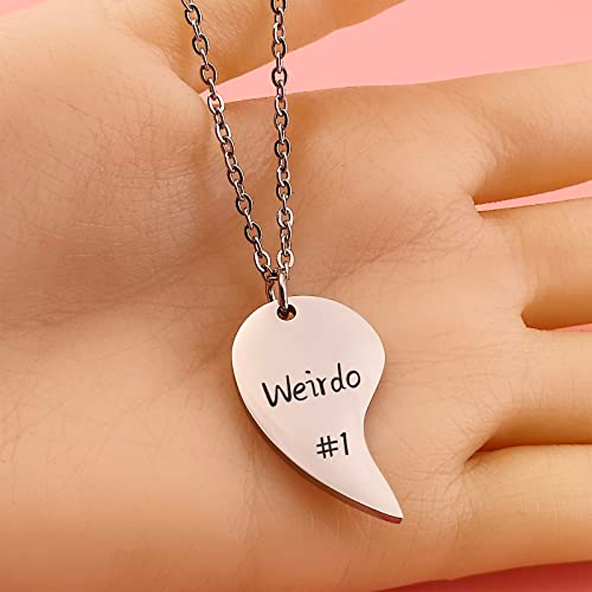 HOFOYA Split Heart Necklace Weirdo 1 Weirdo 2 Best Friends Forever Necklaces BFF Necklace for 2 Friendship Birthday Graduation Valentines Gifts for Sisters Best Friends.