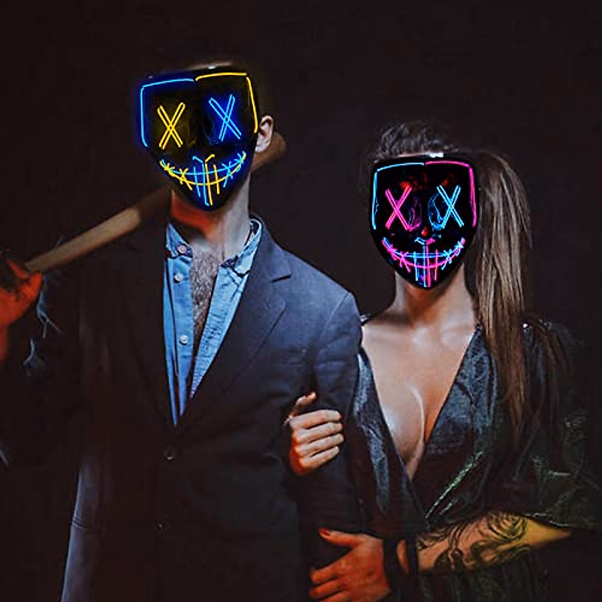 Stegosaurus 2 Packs LED Mask, Halloween Led Mask Light Up Mask with 3 Light Modes for Festival Party, 2 Colors