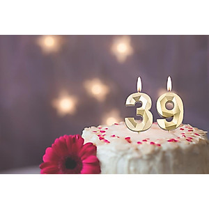 2 inch Gold 39 Birthday Candles, 3D Diamond Number 39th Cake Topper for Boys Girls Birthday Party Decorations Theme Party