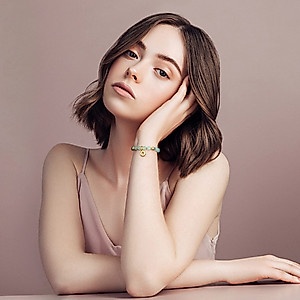 ZenBless Jade Bracelet Feng Shui Bracelet for Women 18k Gold Plated Sanskrit Pendant Yoga Mala Beads Good Luck Friendship Bracelets for Women