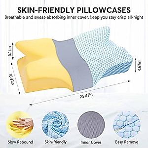 Anvo Cervical Pillow for Neck Pain Relief - Neck Pillows for Pain Relief Sleeping - Memory Foam Pillows for Neck and Shoulder Pain - Ergonomic Pillow for Side Back Stomach Sleeper - Firm
