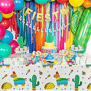 1 Pcs Cactus Llama Taco Tablecloth Mexican Fiesta Theme Plastic Table Cover Birthday Baby Shower Party Decor Supplies