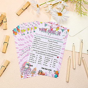 Who Knows The Birthday Girl Best, 50 Pieces Birthday Party Activity Game Card Set Girly Pink Sprinkles Themed Game Card with 20 Pieces Pre-Pointed Wood Pencils for Teen Girl Sleepover Slumber Party