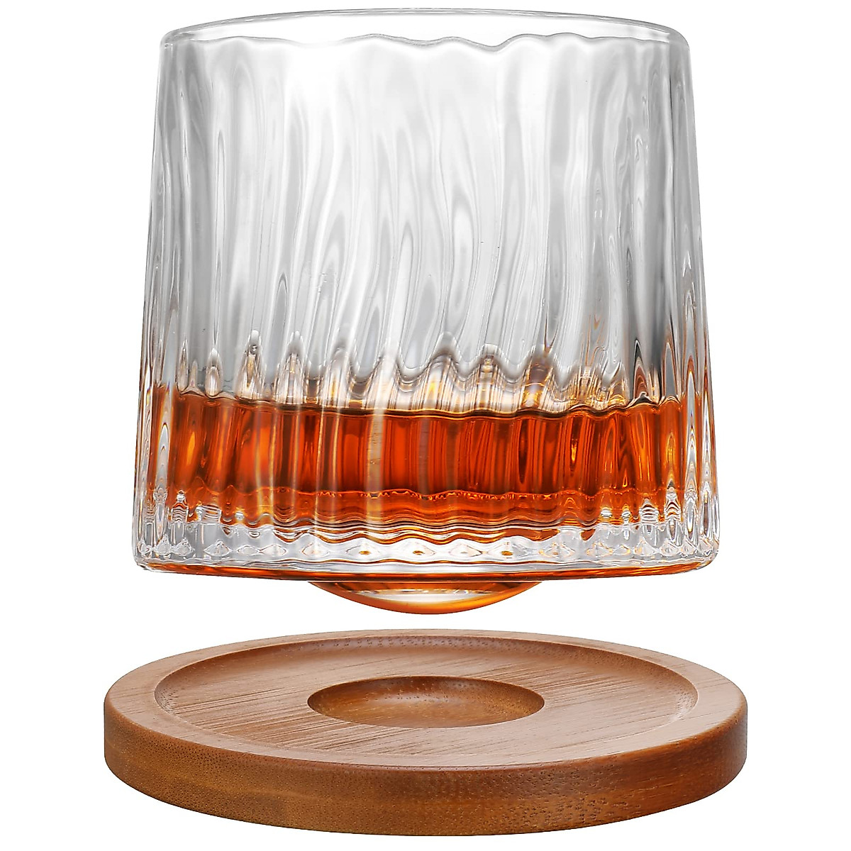 Crystal Whiskey glasses set of 2,Rotatable -10 Oz old fashioned whiskey glasses,bar whiskey glasses,style glassware for bourbon,perfect Idea for scotch lovers,glasses for scotch, rum, Glacier
