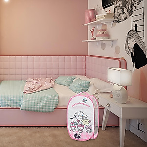 Cute Mesh Popup Laundry Hamper with Carry Handles, Large Capacity Foldable Lightweight Dirty Clothes Basket for Girls Room, Dorm | Travel & Camping