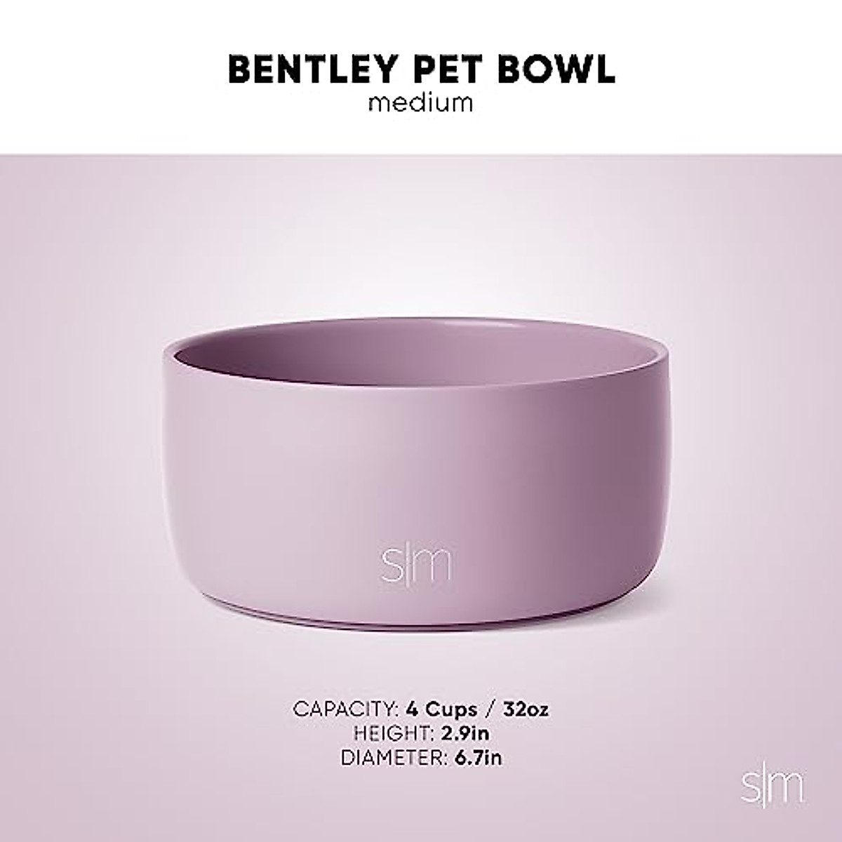 Simple Modern Ceramic Lined Stainless Steel Pet Water Bowl for Dogs & Cats | Insulated Stainless Steel Food Bowls | No Tip No Slip BPA Free | Bentley Collection | Medium (4 Cups) | Almond Birch