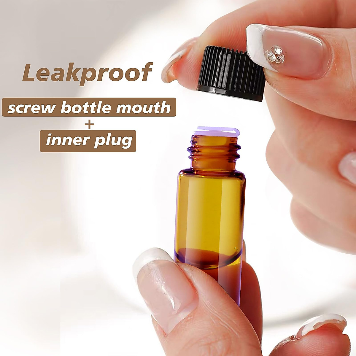 Matifaner 120Packs 5ml (1/6 oz) Essential Oil Bottles 5ml Essential Oil jars, Small Essential Oil Bottles, 5ml Glass Bottles, Small Oil Vial Sample Bottles, Essential Oil Bottles Amber (oil-5ml)