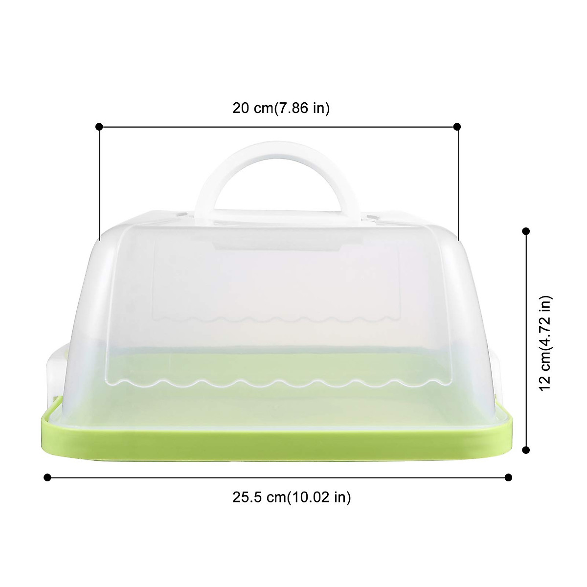 BESTOYARD Cake Carrier 10x5 Inch Cupcake Storage Container Green Square Macaron Box with Handle Portable Pie Saver Travel Platter for Bakers Chefs Caterers