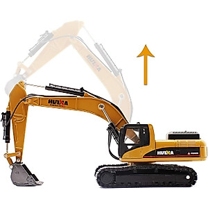 Gemini&Genius Tracked Excavator Toy for Kids, 1/50 Scale Diecast Digger Construction Toy, Metal Vehicle Model with 360° Cabin Swivels, Great Gift, Playing Sand, Room Decoration and Collection for Kids