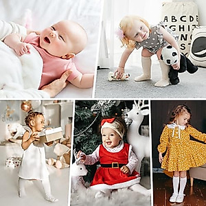 Durio Knee High Socks for Girls Toddler Newborn Baby Girl Socks Infant Cotton Stockings Tube Ruffled Unisex Tights White 12-36 Months